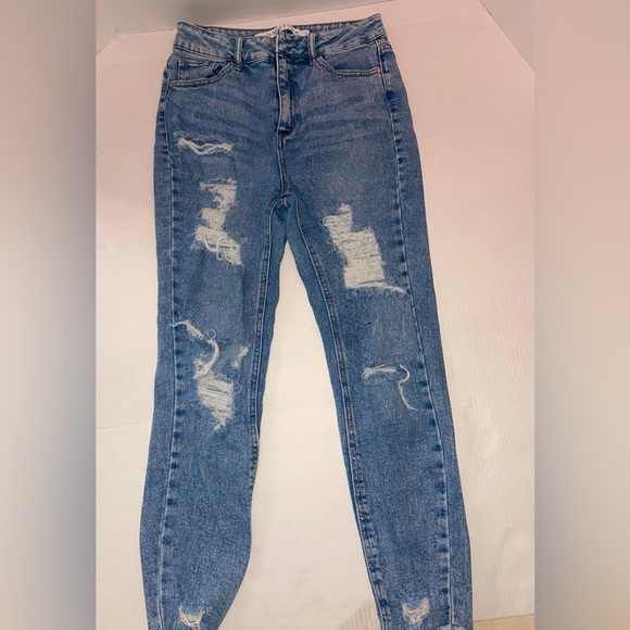 Tinseltown | Jeans | Demi Jeans Zipper Fly Solid Ripped Straight Legs ...